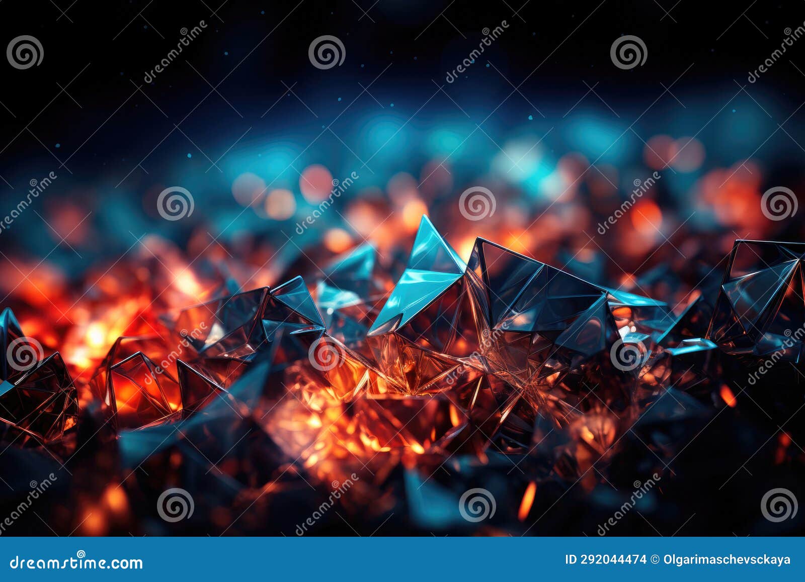 Background With Glass Shards. Reflexes In Red And Blue Color. Texture ...