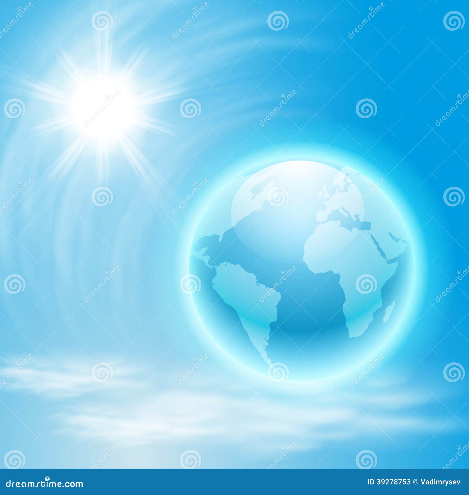 Background with Globe and Sun Stock Vector - Illustration of curve ...