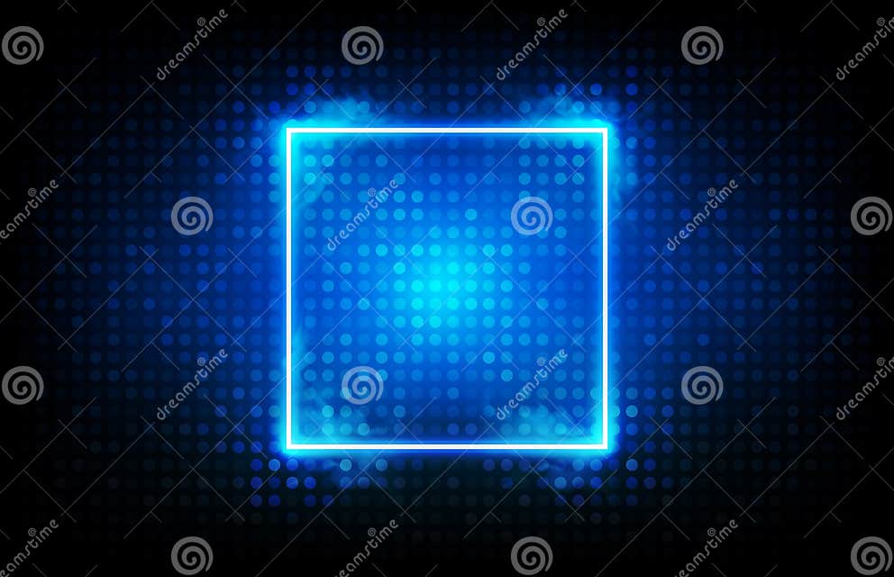 Background of Glowing Blue Square Neon Frame Stock Illustration ...