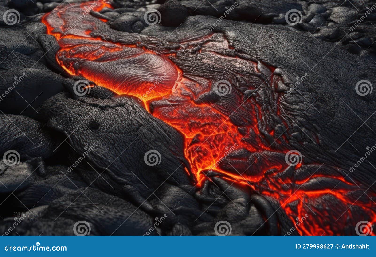 Background with Glowing Hot Red Molten Lava after Vulcanic Eruption ...