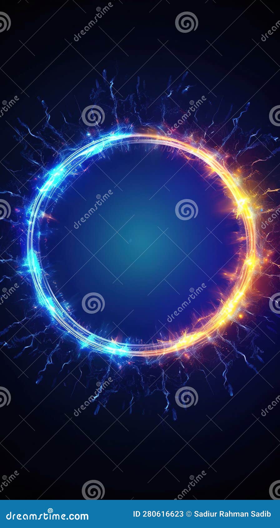 Background with Glowing Lights. Glowing Circle Sunshine Lightning Ray ...