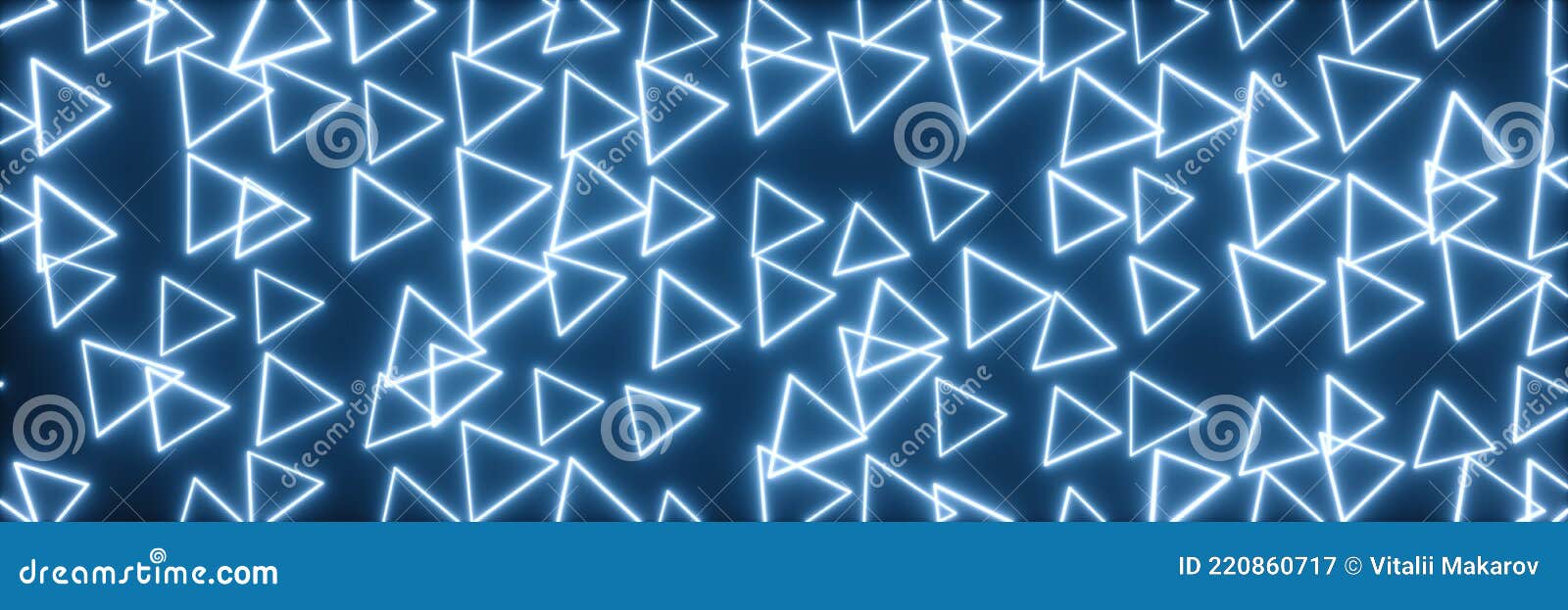 Background of Glowing Triangles. Geometric Structure with Neon Stock ...