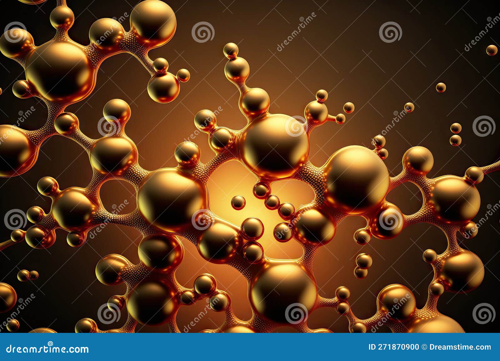 Background of Gold Molecules for Cosmetic Goods Stock Illustration ...