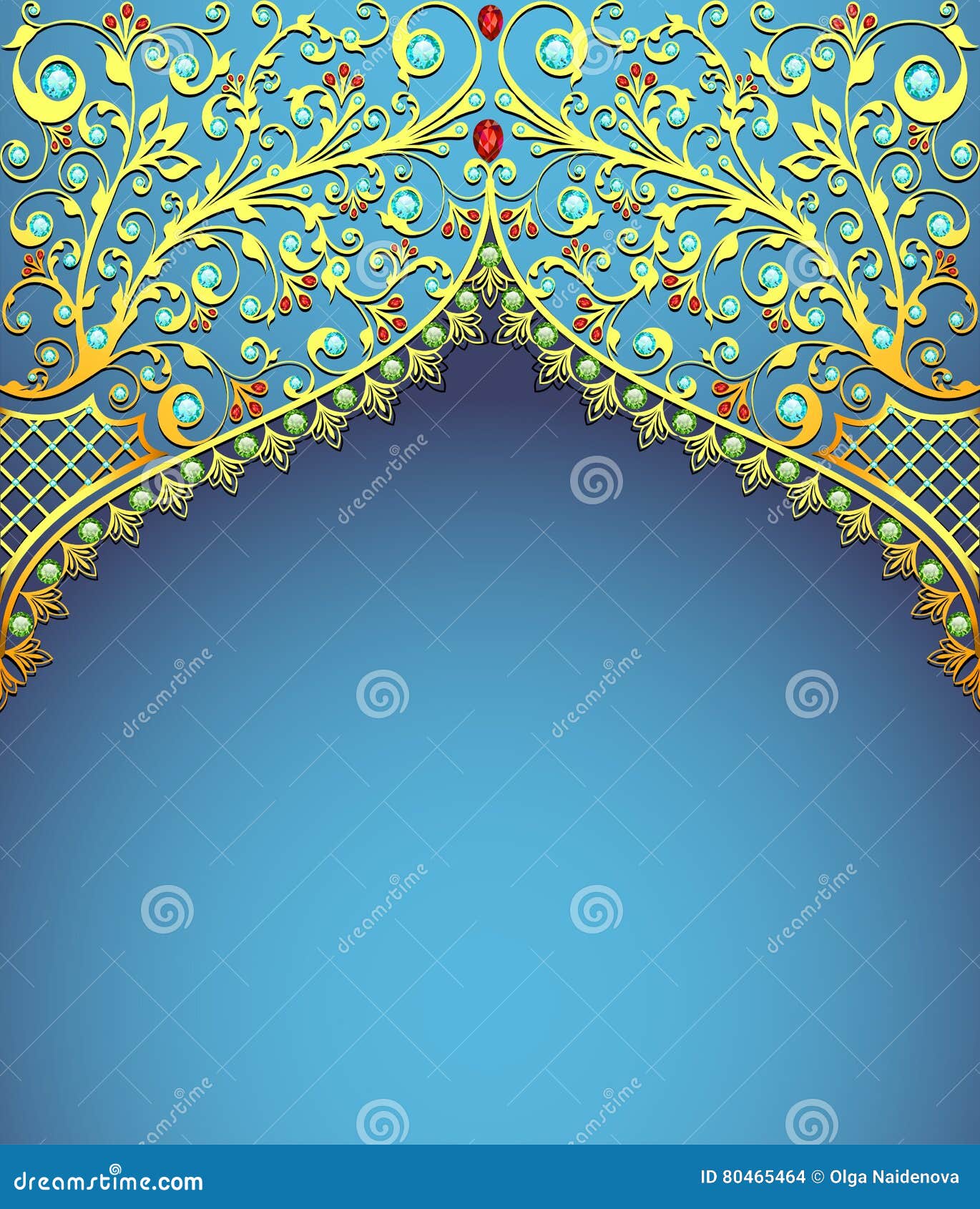 Background with Gold Ornaments and Precious Stones Stock Vector ...