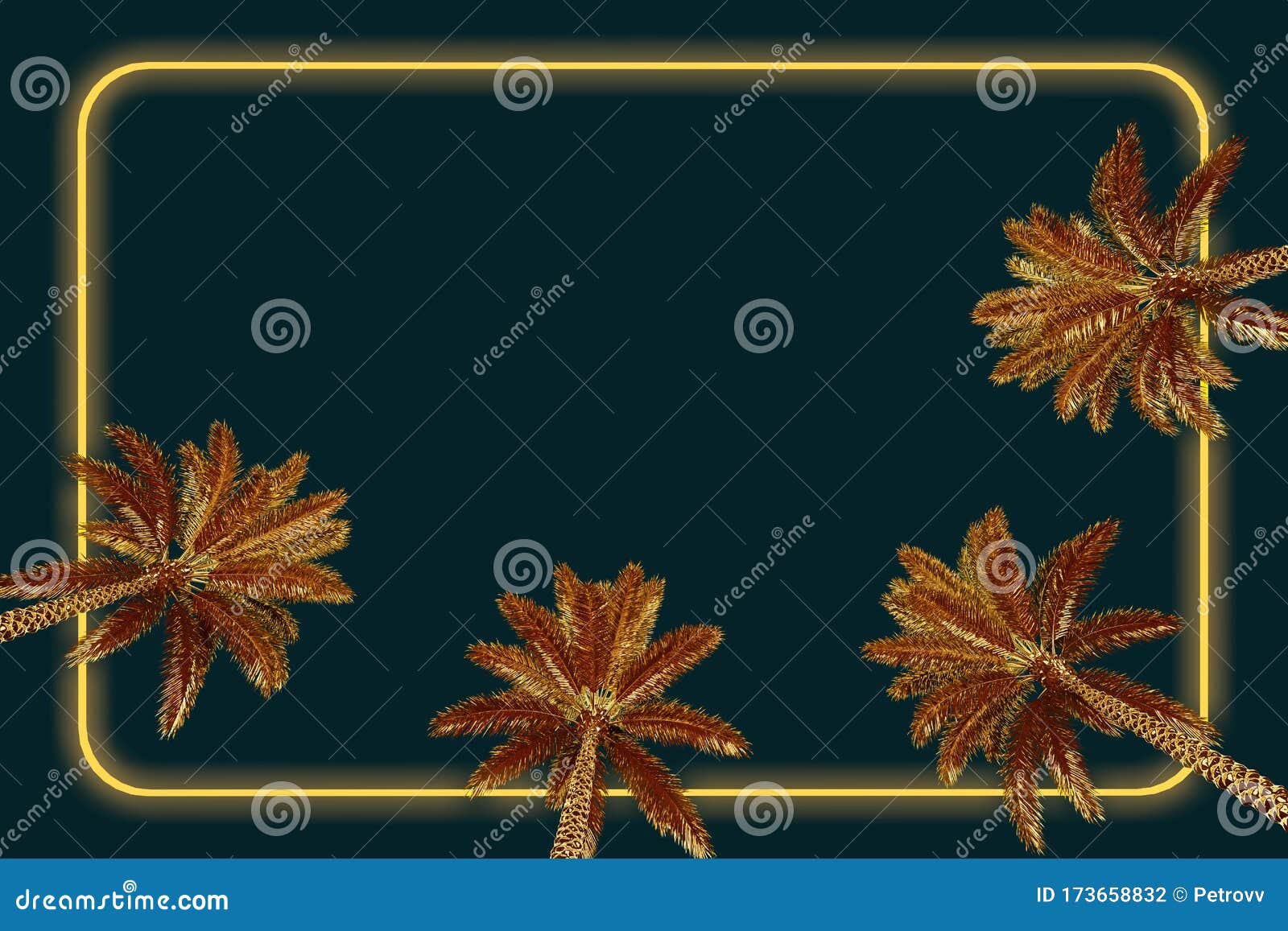 Background with Gold Palm Trees Bottom View Stock Illustration ...