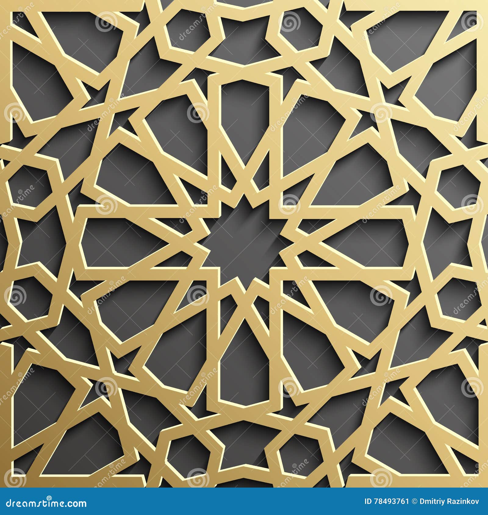 Background with Gold Seamless Pattern on Black Backgroud in Islamic ...