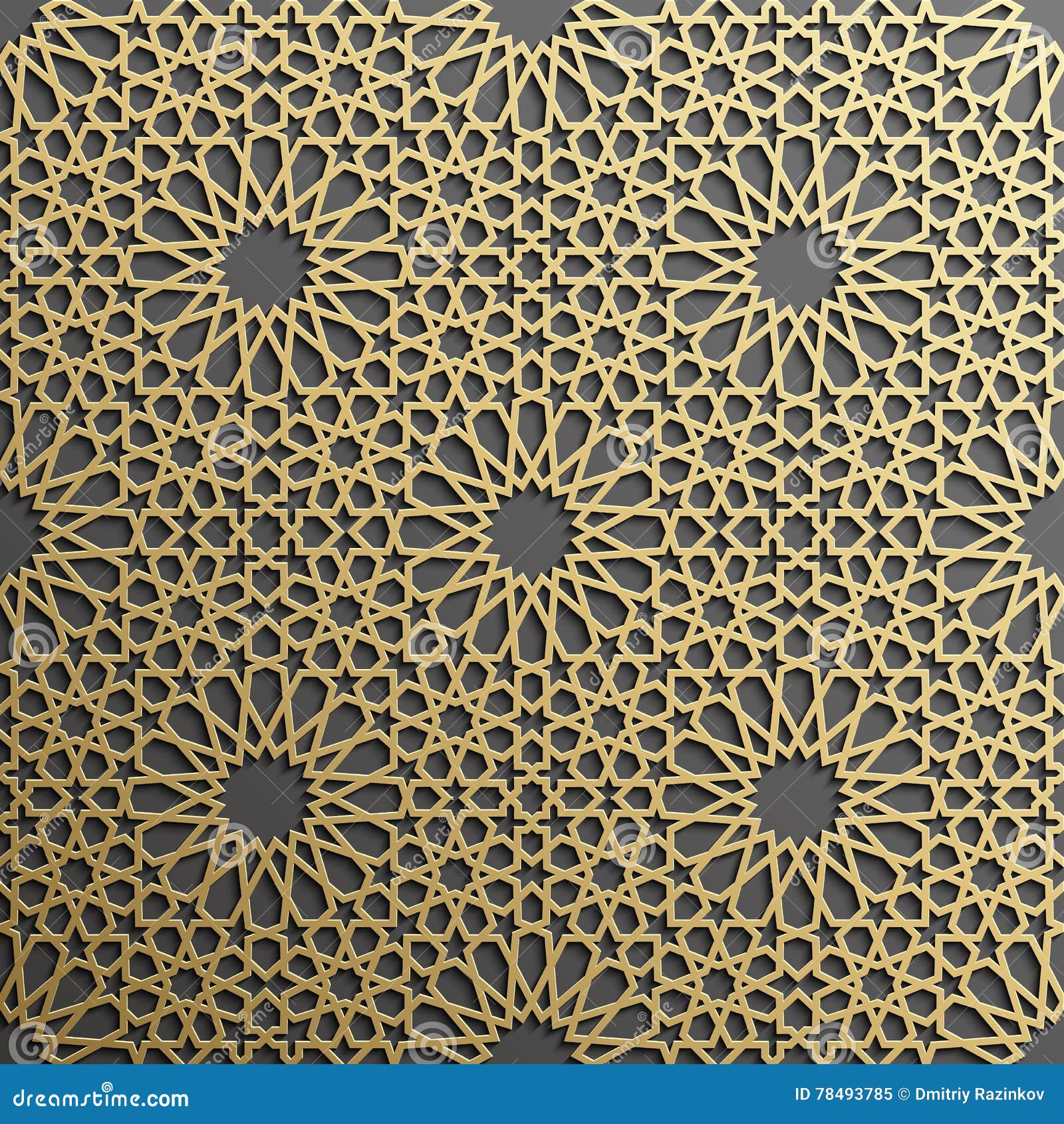 Background with Gold Seamless Pattern on Black Backgroud in Islamic ...