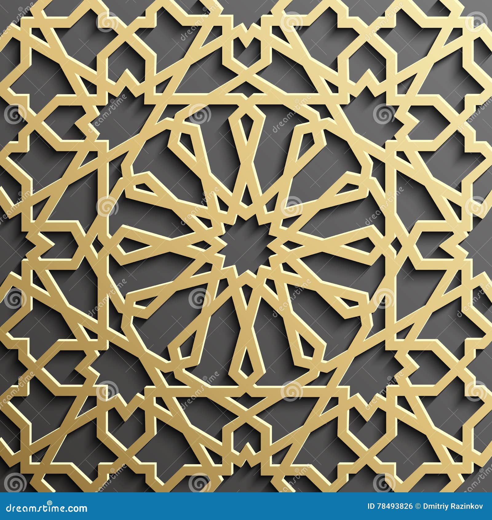 Background with Gold Seamless Pattern on Black Backgroud in Islamic ...