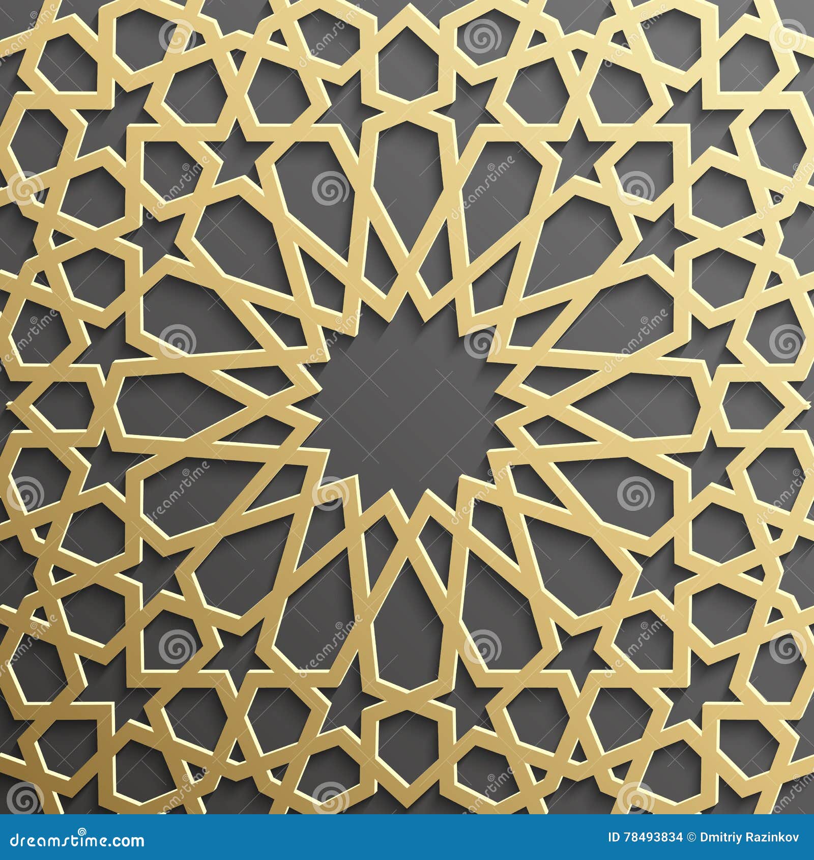 Background with Gold Seamless Pattern on Black Backgroud in Islamic ...