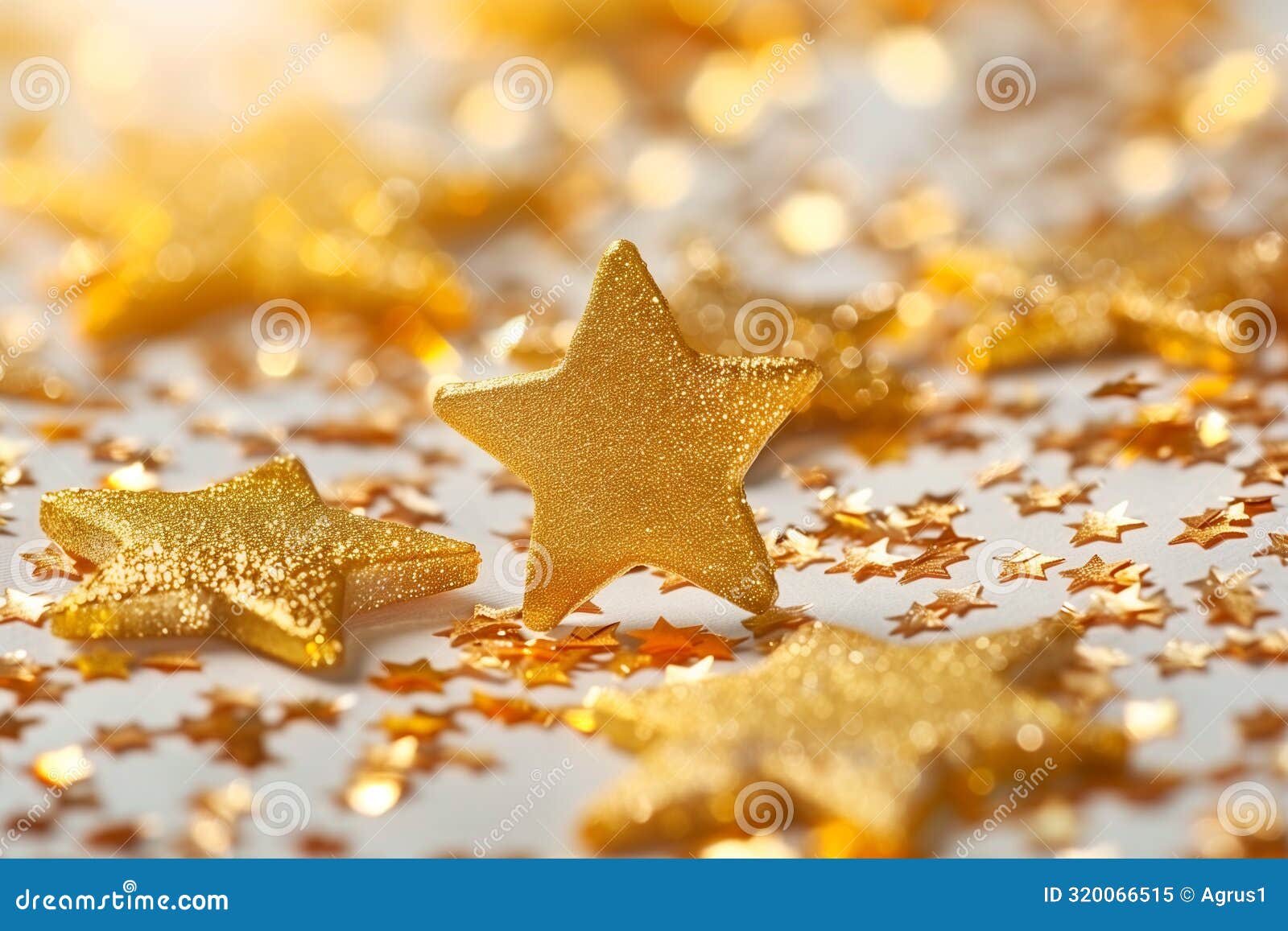 Background with Gold Stars, Top View Stock Illustration - Illustration ...