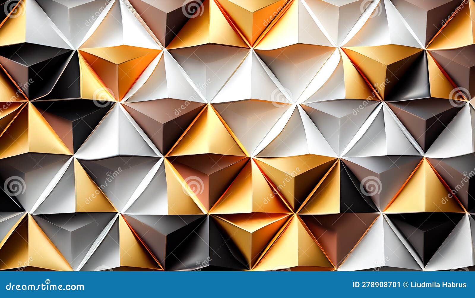 Background of Gold and White 3d Triangles. Generative AI, Generative ...