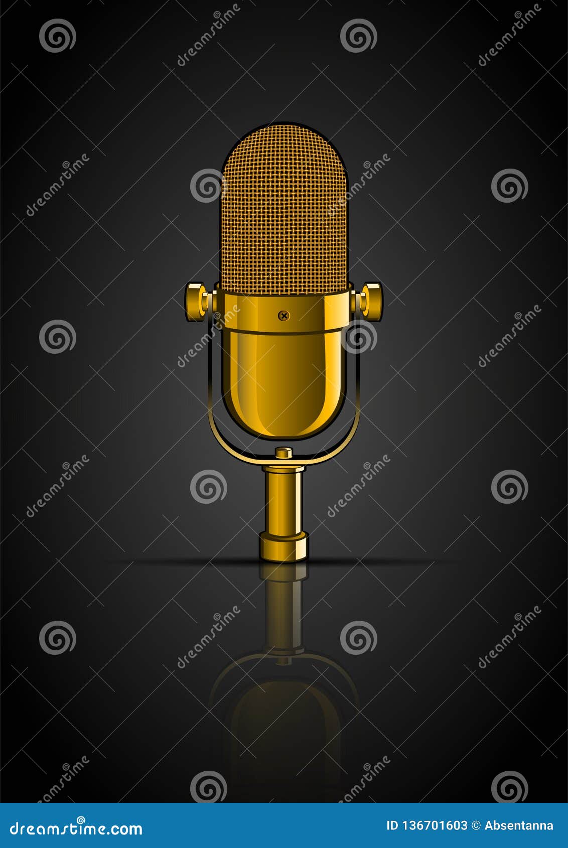 Background with Golden Microphone Stock Vector - Illustration of ...