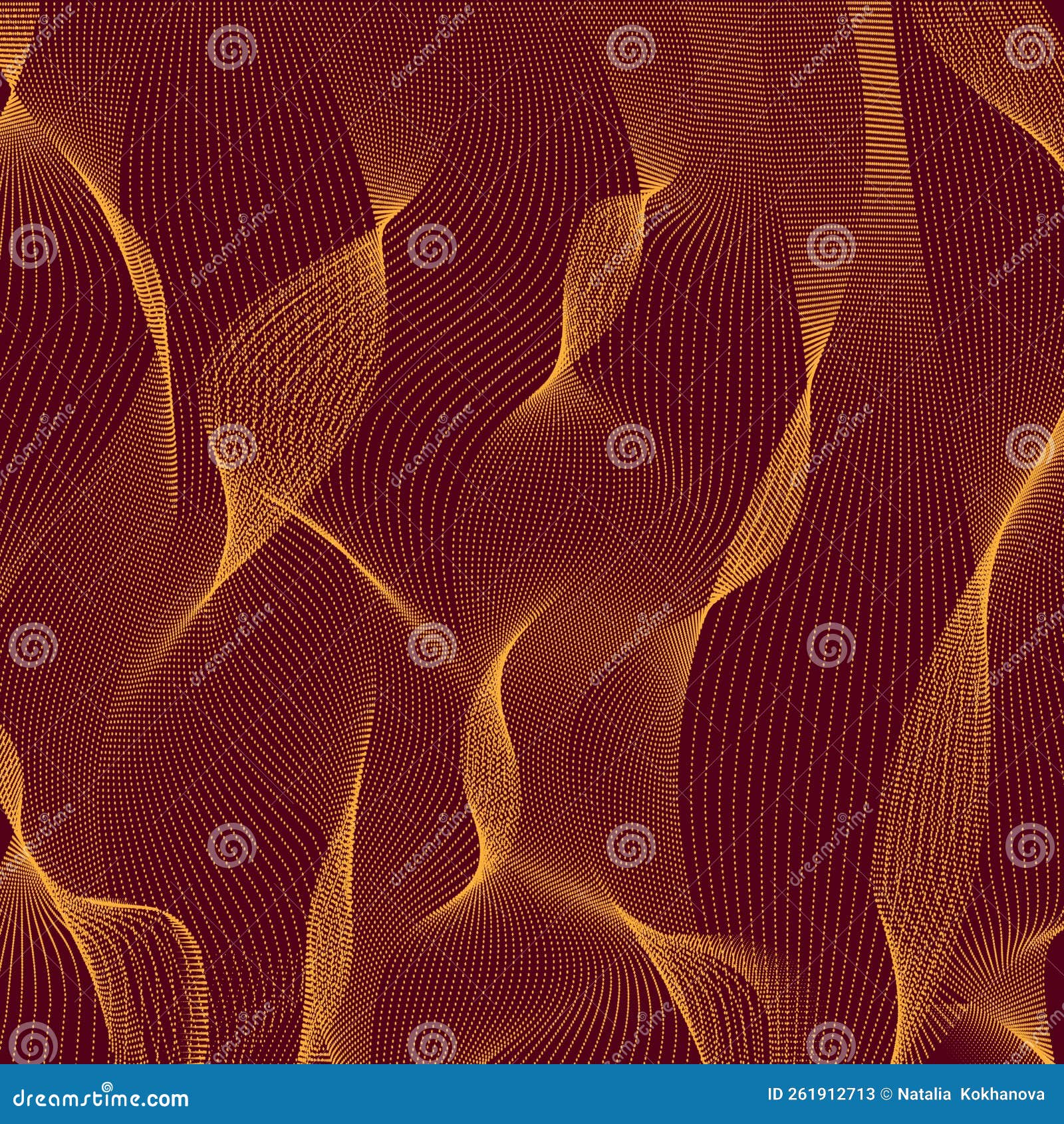 Background of Golden Twisted Lines of Star Dots. Vector Dynamic Wave ...