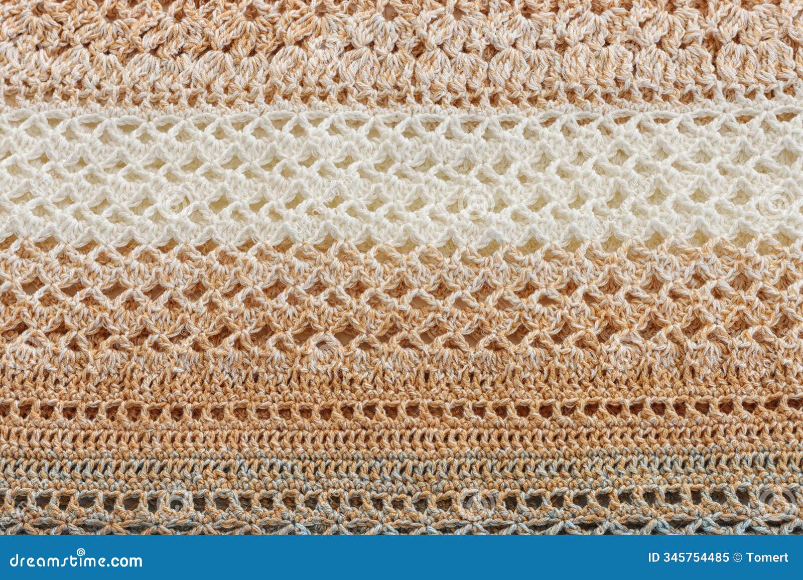 Background of Gradient Beige and White Crochet Ornament Made of Wool ...