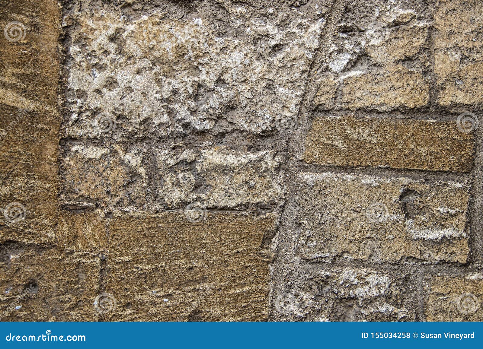 Background of Grainy Freeform Sandstone and Mortar Wall with Lots of ...