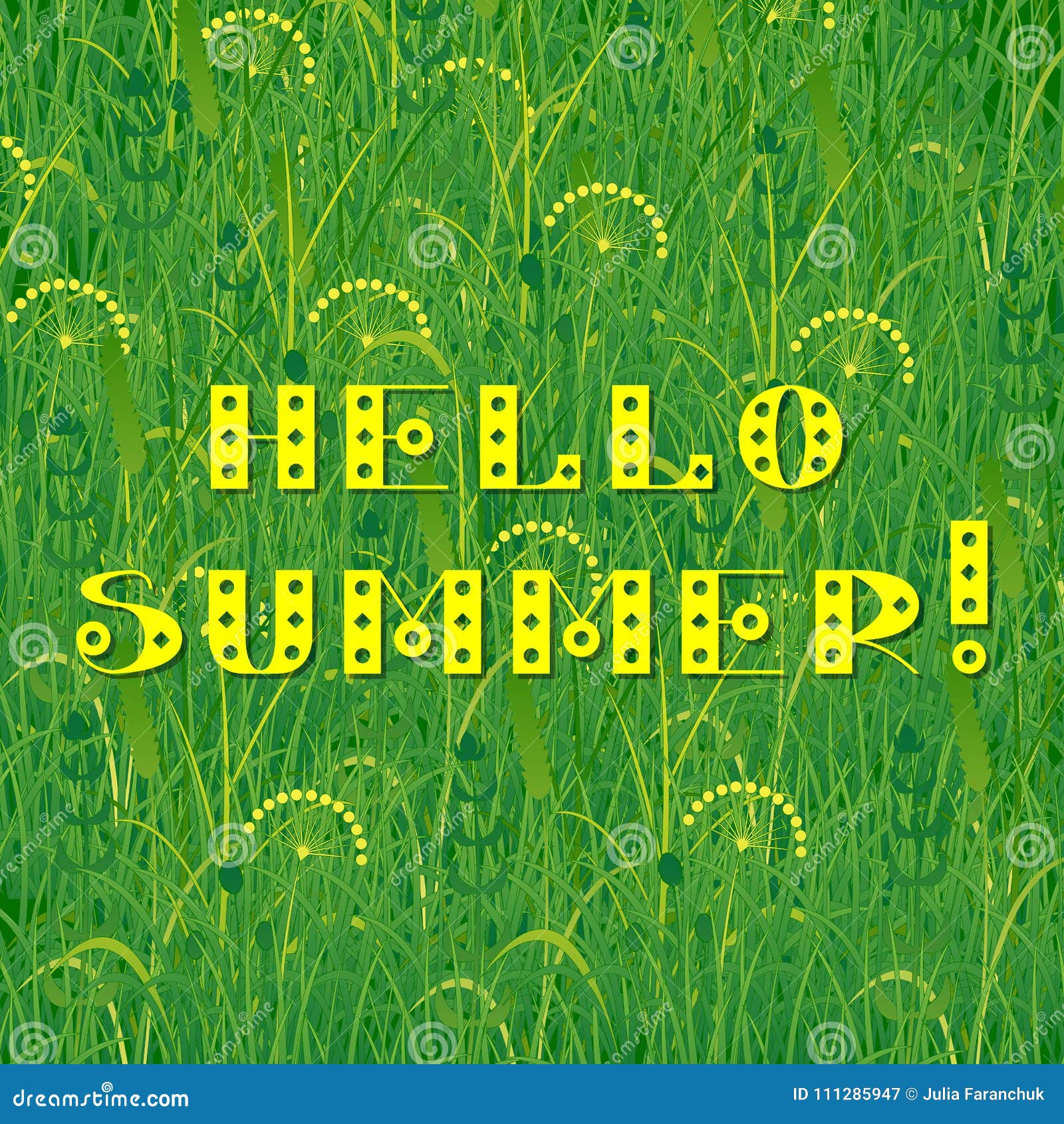 Background of Grass. Text - Hello Summer Stock Illustration ...