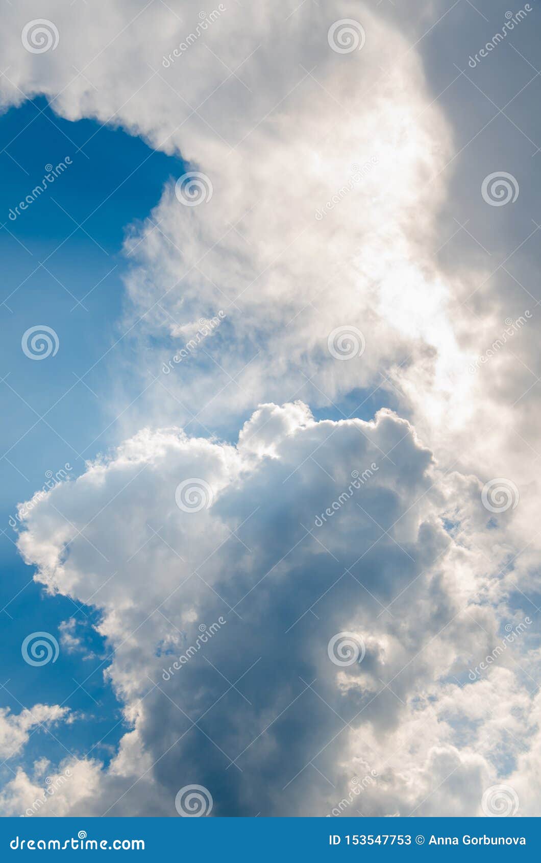 Dramatic Sky Background with Gray Cumulus Clouds and Sun Rays Stock ...