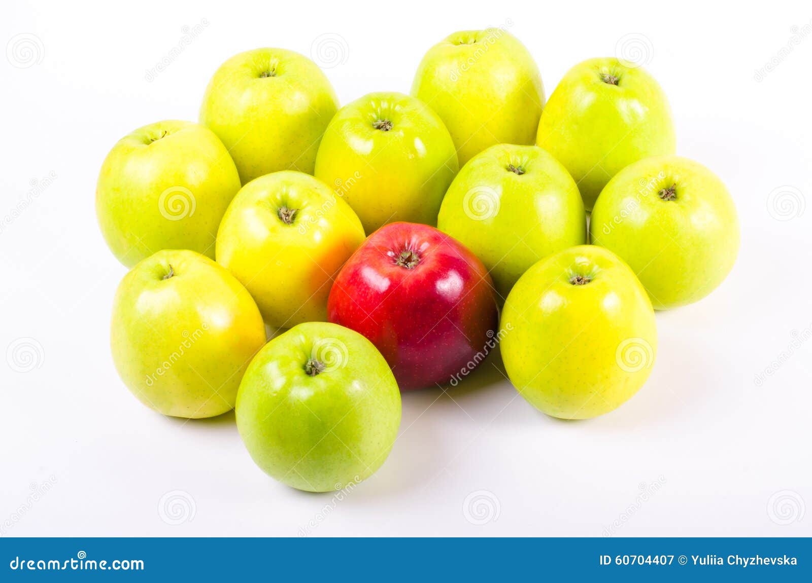 Background of Green Apples with One Red Apple. Concept Stock Image ...