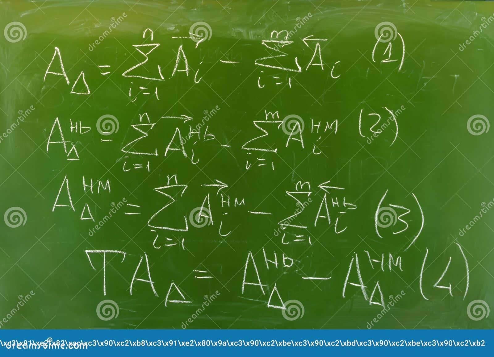 Background - Green Chalkboard with Hand-written Formulas Stock Image ...