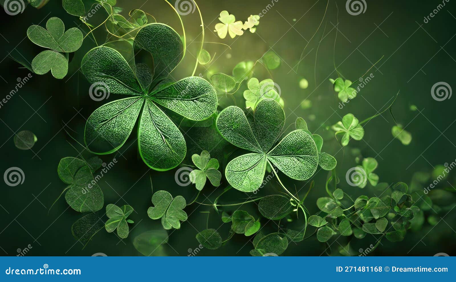 Background with Green Clovers with Four Leaves Stock Photo - Image of ...