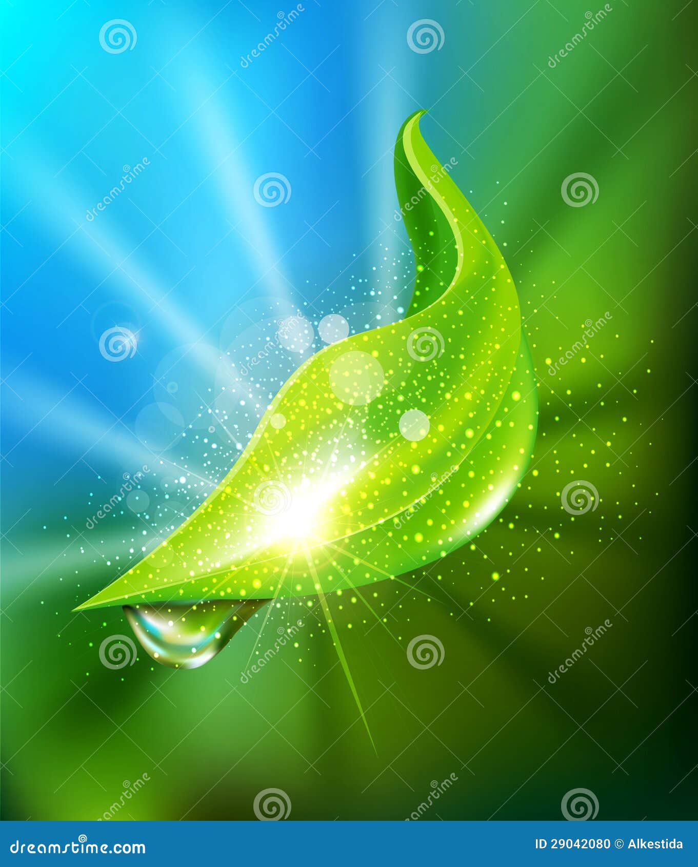 Background of Green Leaf and a Drop of Dew Stock Vector - Illustration ...