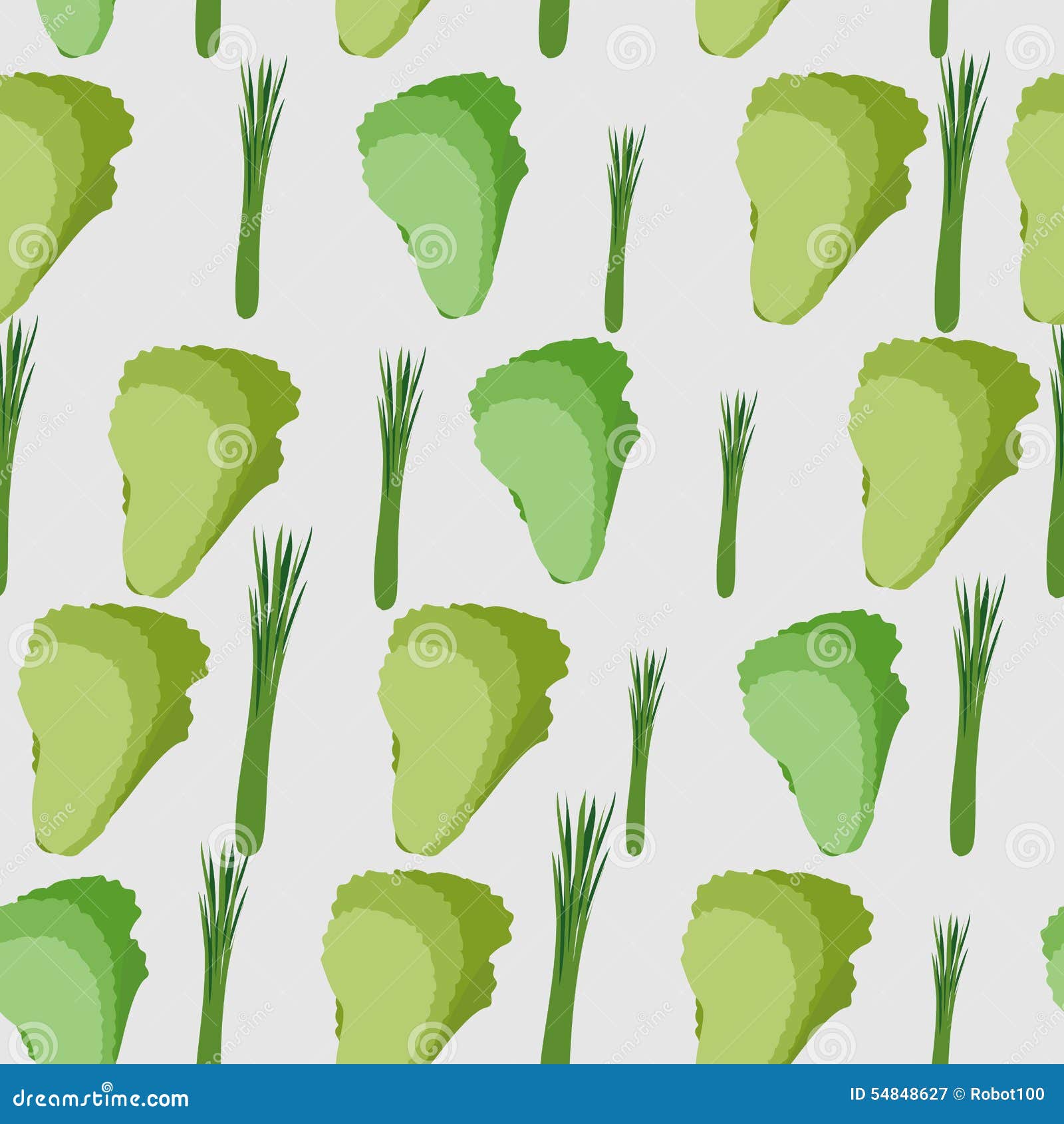 Background of Green Leaf Lettuce. Vector Seamless Pattern of Veg Stock ...