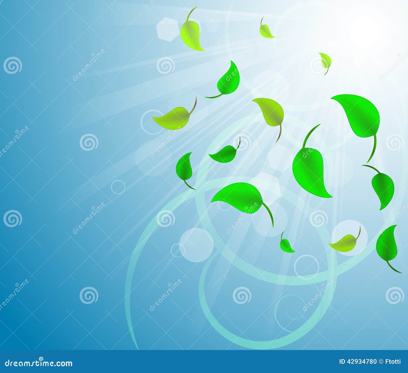 Background with Green Leaves and Light Stock Illustration ...