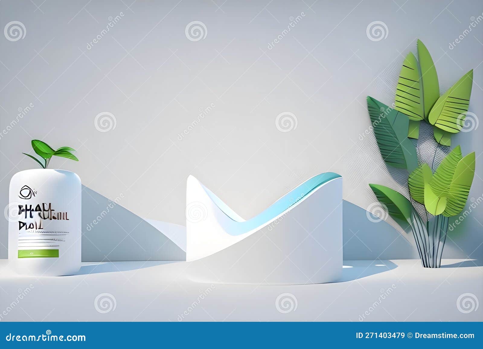 Background with Green Leaves and Product Advertisement Stock ...