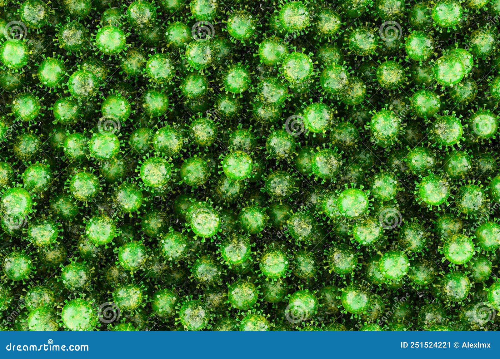 Background from Green Viruses. 3D Rendering Stock Illustration ...