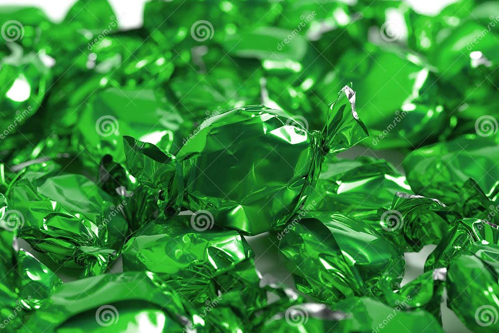 Background of Green Wrapped Candy Stock Photo - Image of food, covered ...