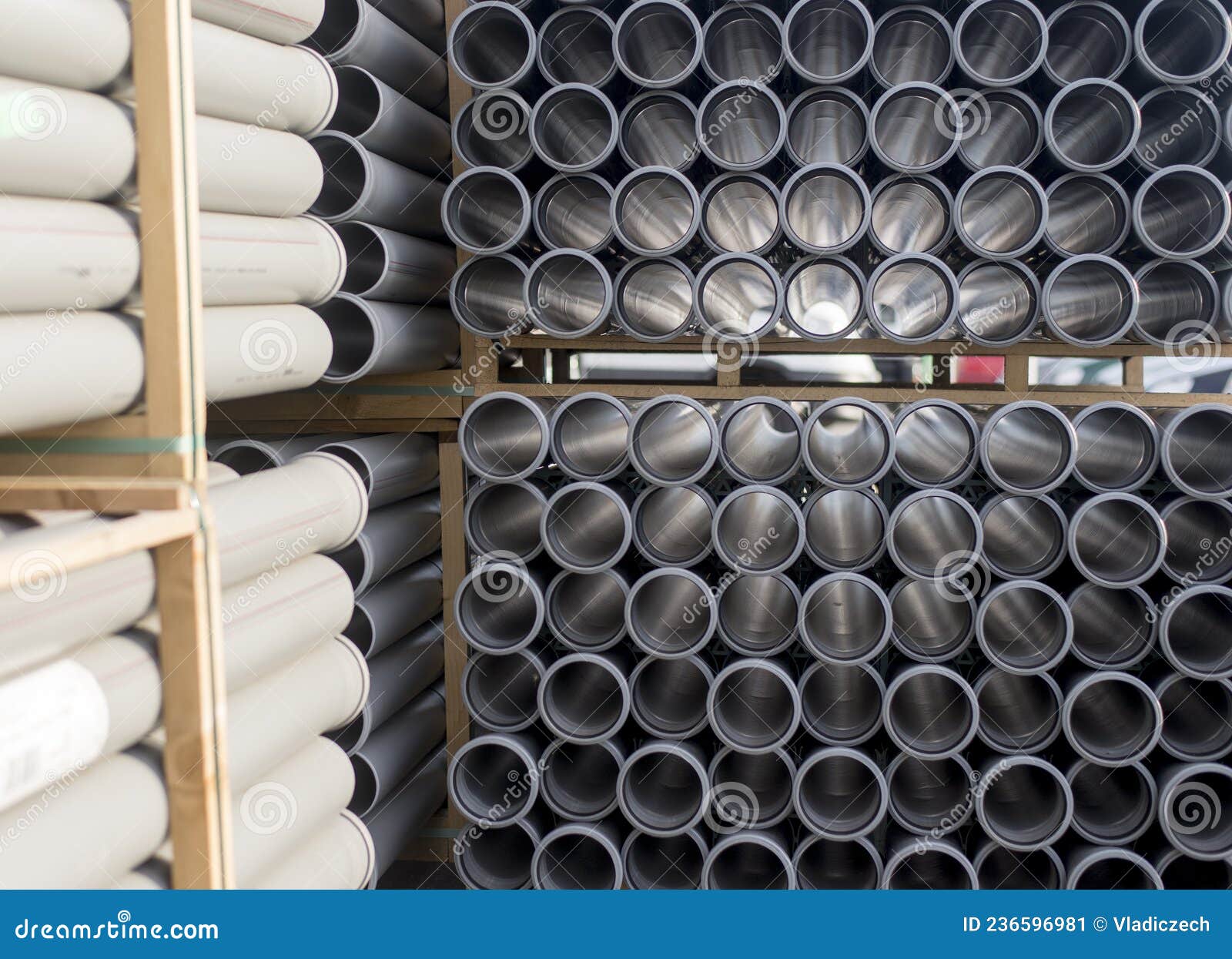 Background of Grey Plastic Sewage Pipes Used at the Building Site ...
