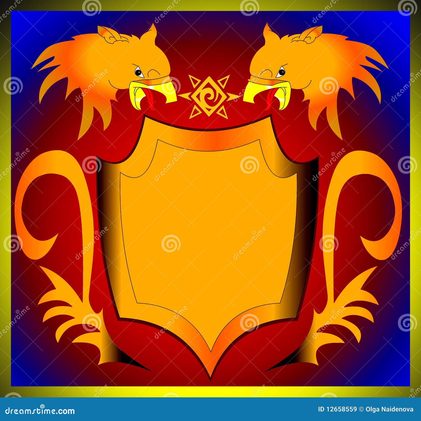 Griffon With Shield And Placard. Heraldic Design Element. Cartoon ...
