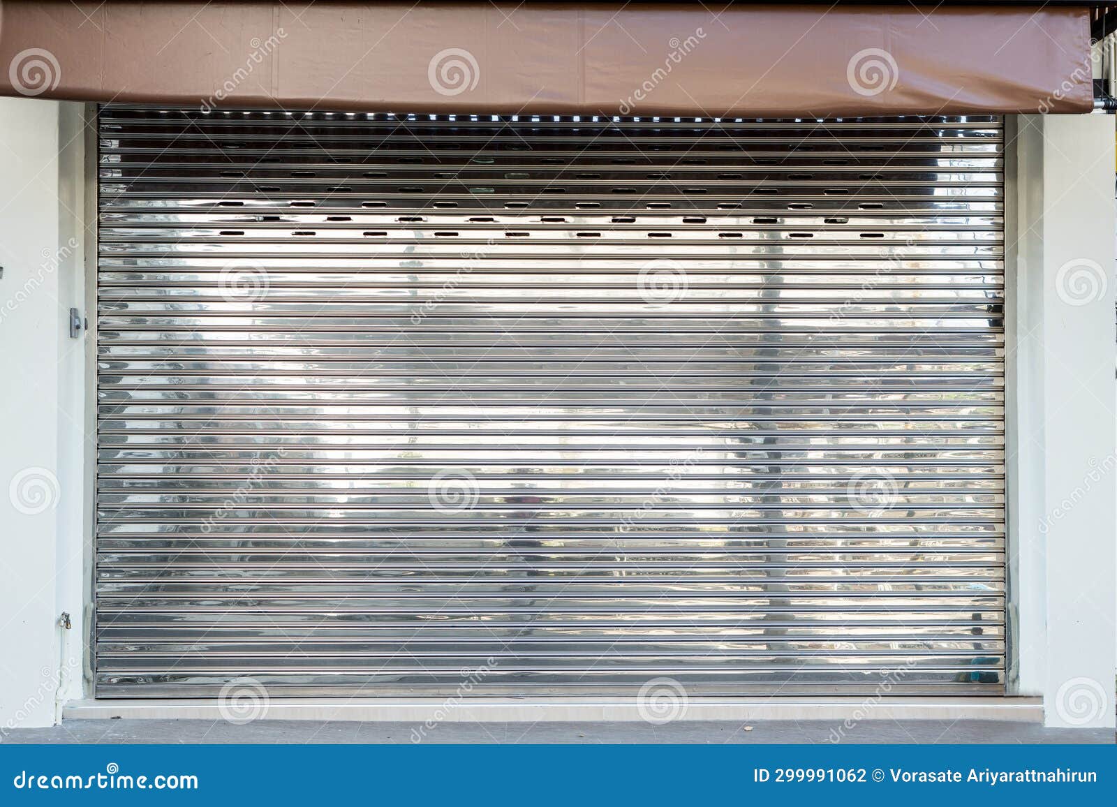 Stainless Steel Roller Shutter Door Stock Photo - Image of warehouse ...