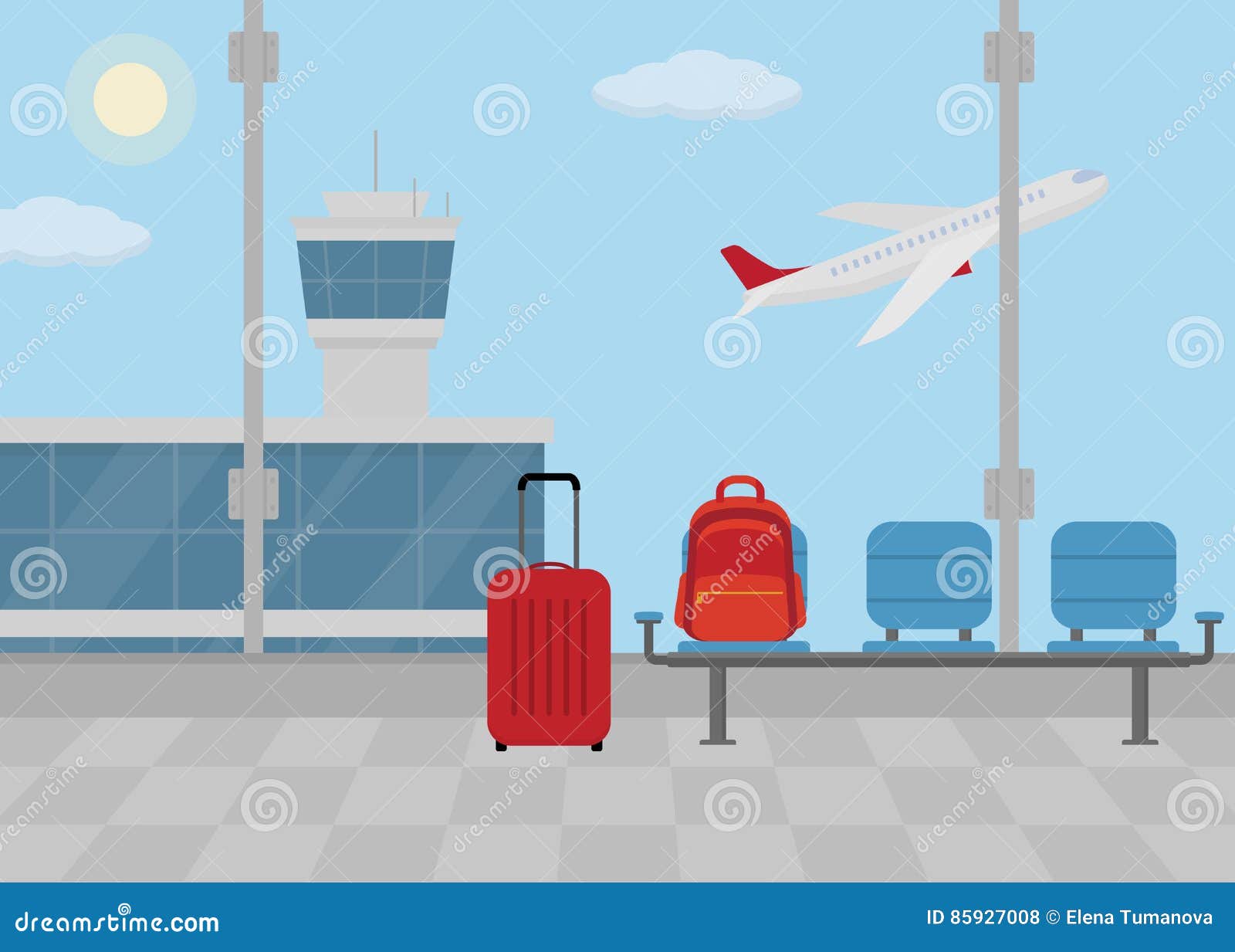 Background of Hall at Airport. Stock Vector - Illustration of cartoon ...