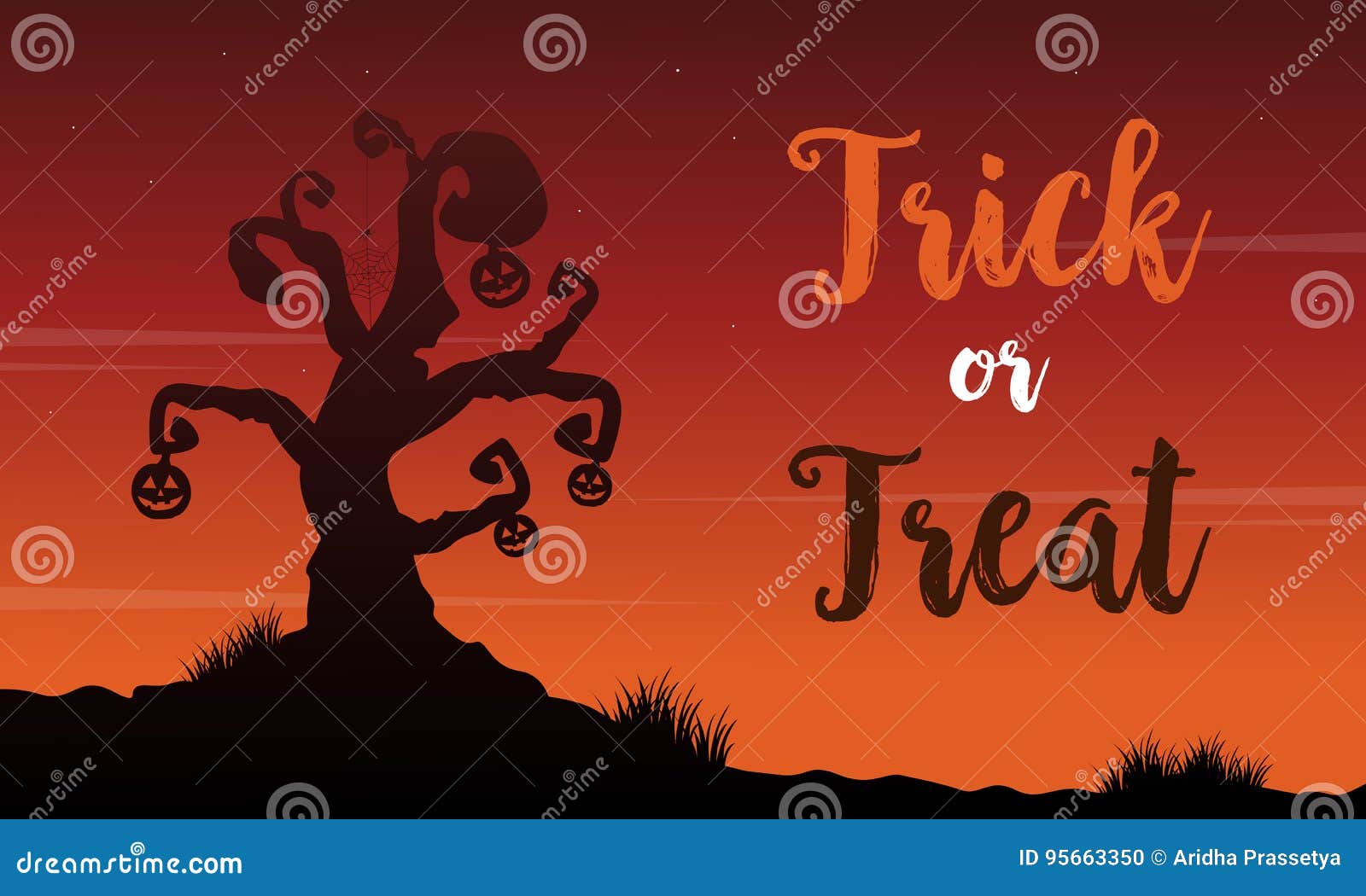 Background of Halloween with Tree Scenery Stock Vector - Illustration ...