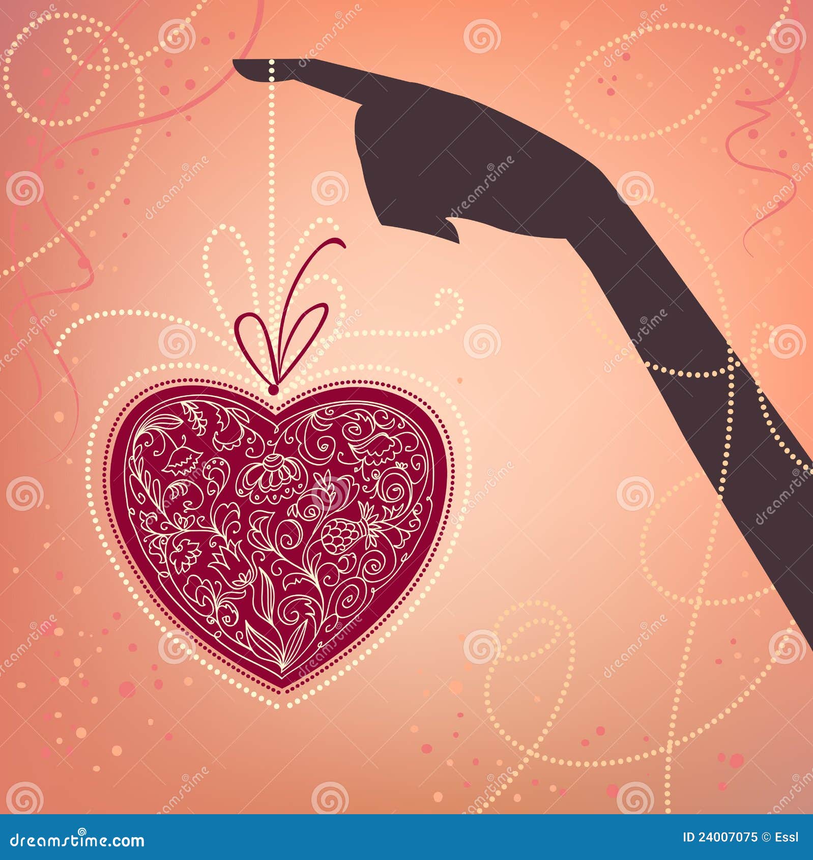 Background with Hand and Heart Stock Vector - Illustration of retro ...
