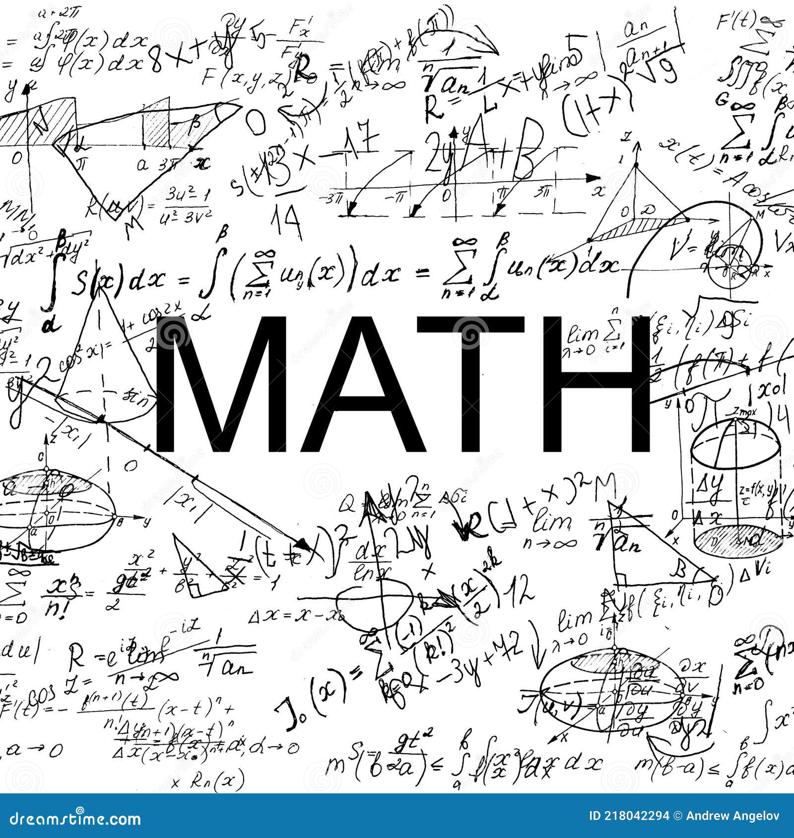 Background with Hand Written Geometry Formulas and Geometric Shapes and ...