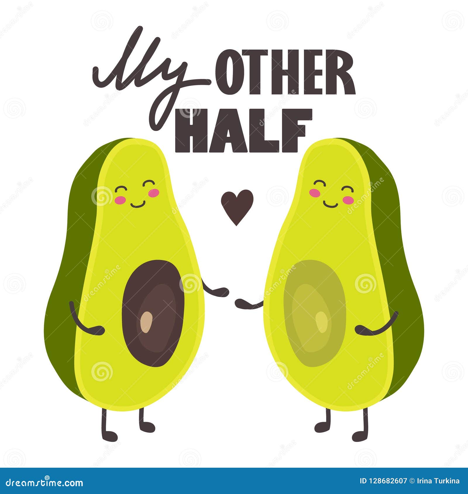 Background with Happy Avocado, Heart and Text Stock Vector ...
