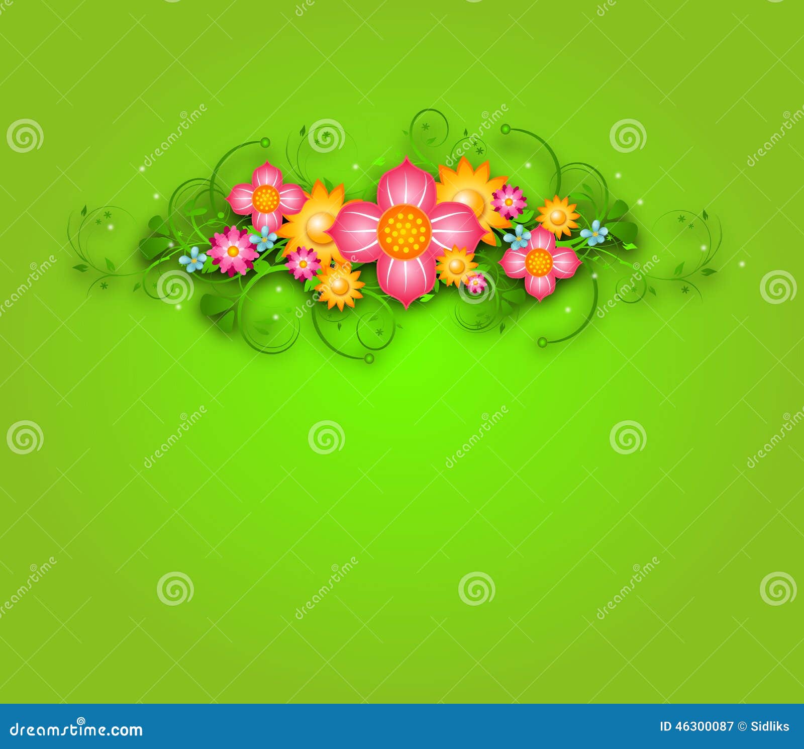 Background with Happy Flowers Stock Illustration - Illustration of ...