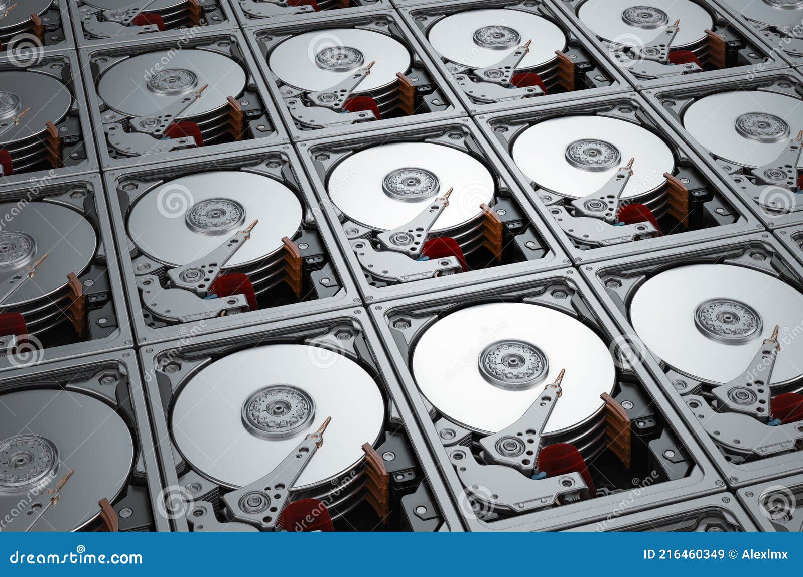 Background from Hard Disk Drives HDD, 3D Rendering Stock Illustration ...