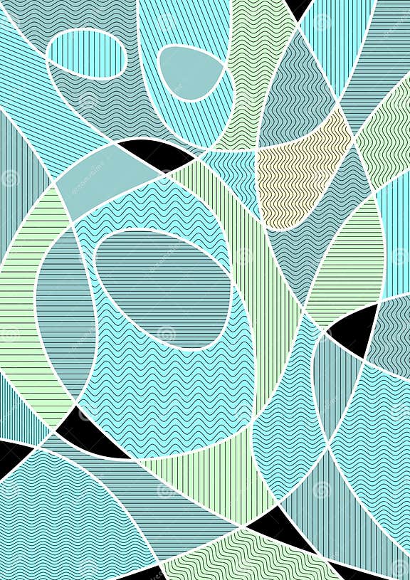 Background with Hatched Mosaic Elements in Different Shades of Green ...