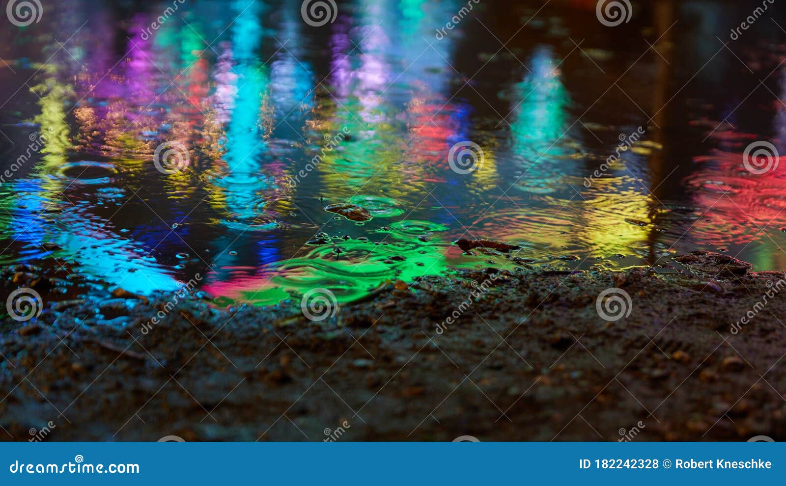 Background Header with Colored Lights in Puddle Stock Photo - Image of ...
