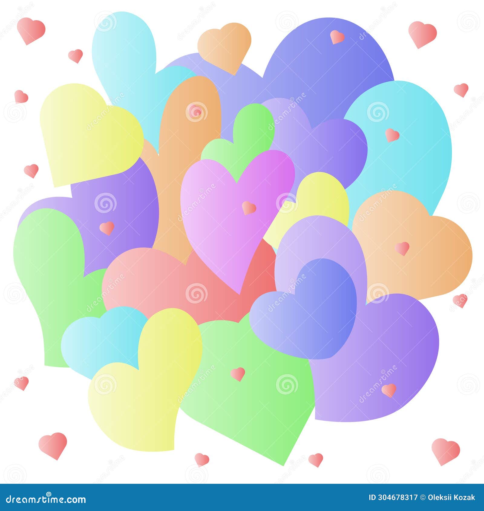 Background with Hearts in Gradient. Many Hearts. Love Symbol Icon Set ...