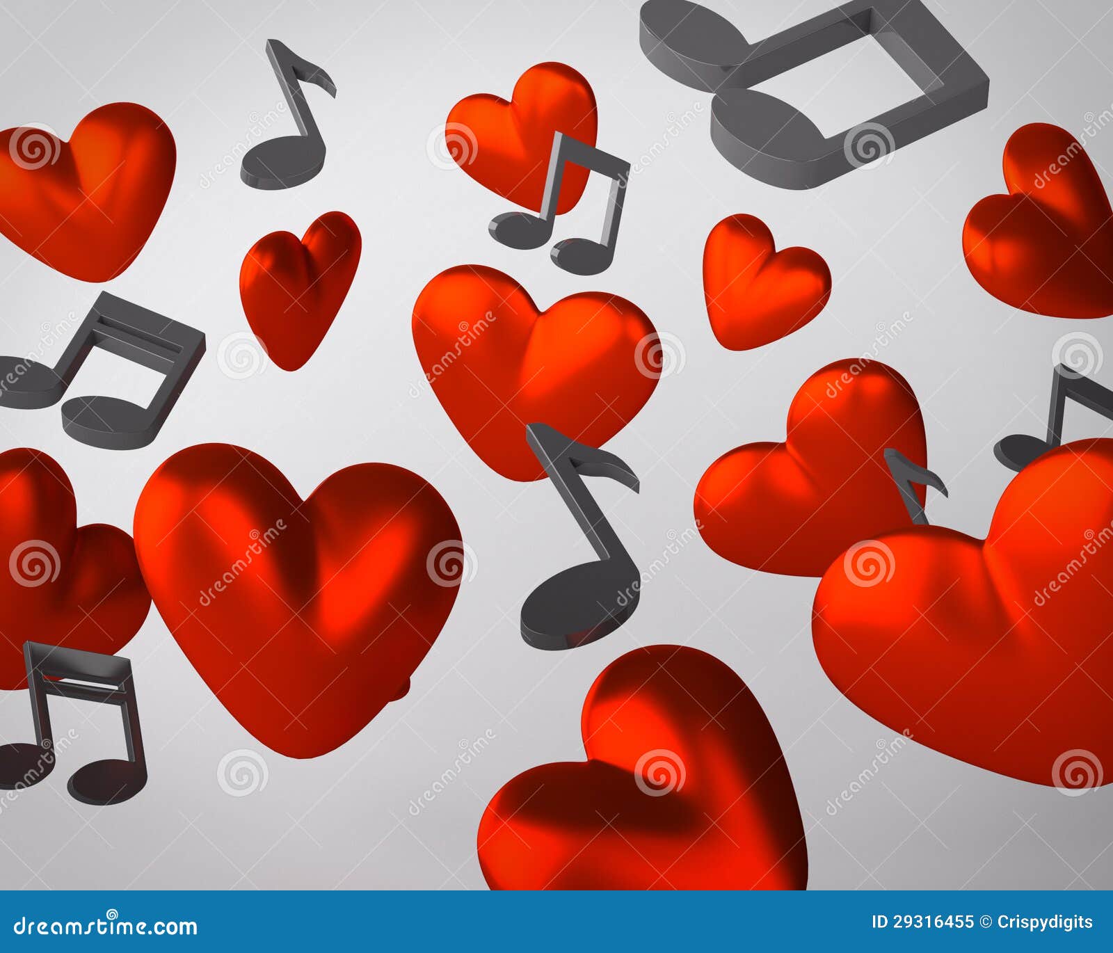 Background with Hearts and Musical Notes Stock Illustration ...