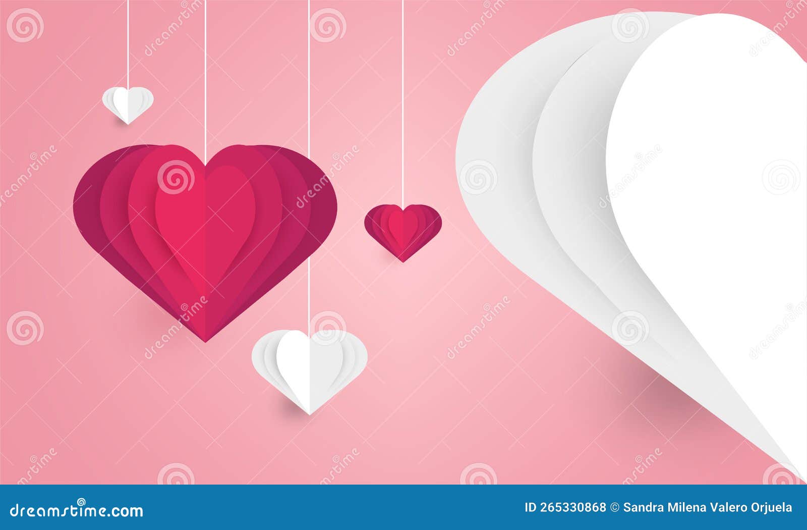 Background with Hearts. Paper Art Vector Illustration. Paper Cut and ...