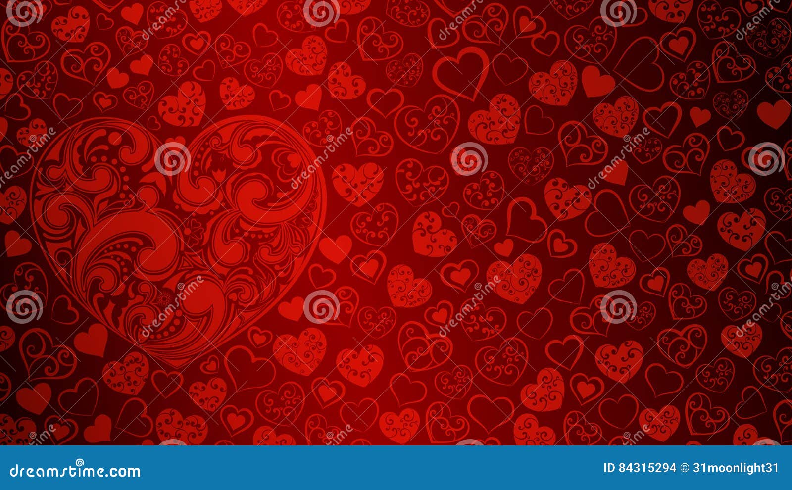 Background of Hearts with Swirls Stock Vector - Illustration of ...