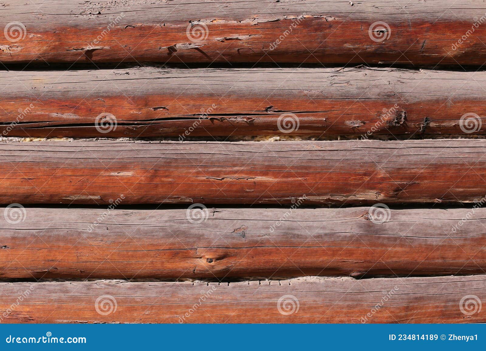 Background of Horizontal Hewed Smooth Painted Wooden Logs Close Up ...