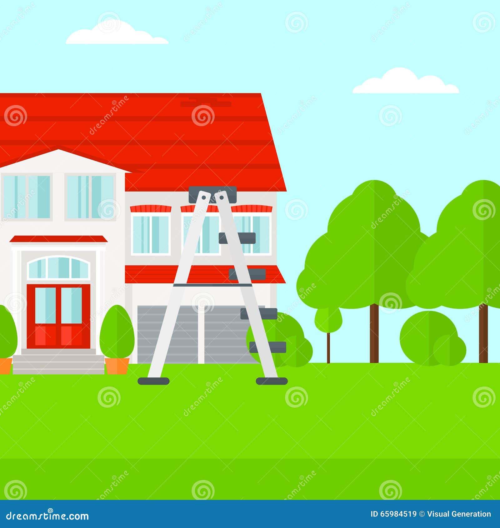 Background of House with Step Ladder. Stock Vector - Illustration of ...