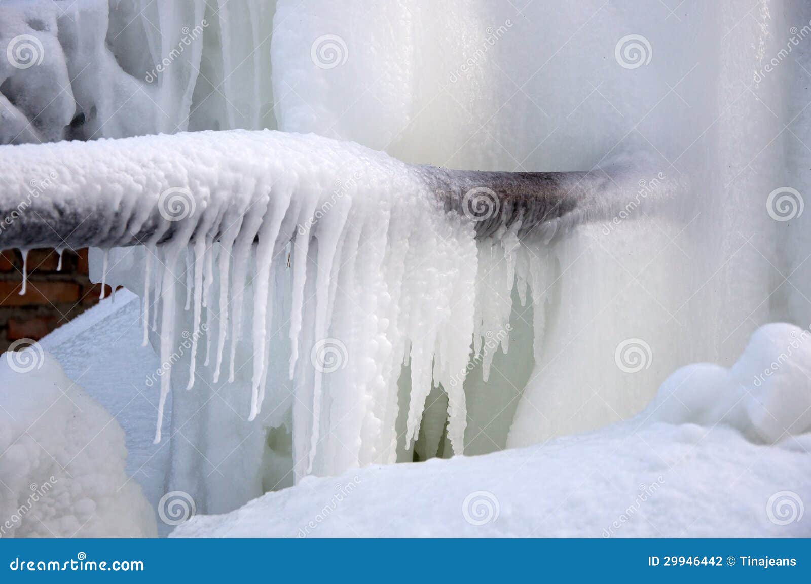 Frozen Pipe In The Corner Of The Building Stock Photography ...