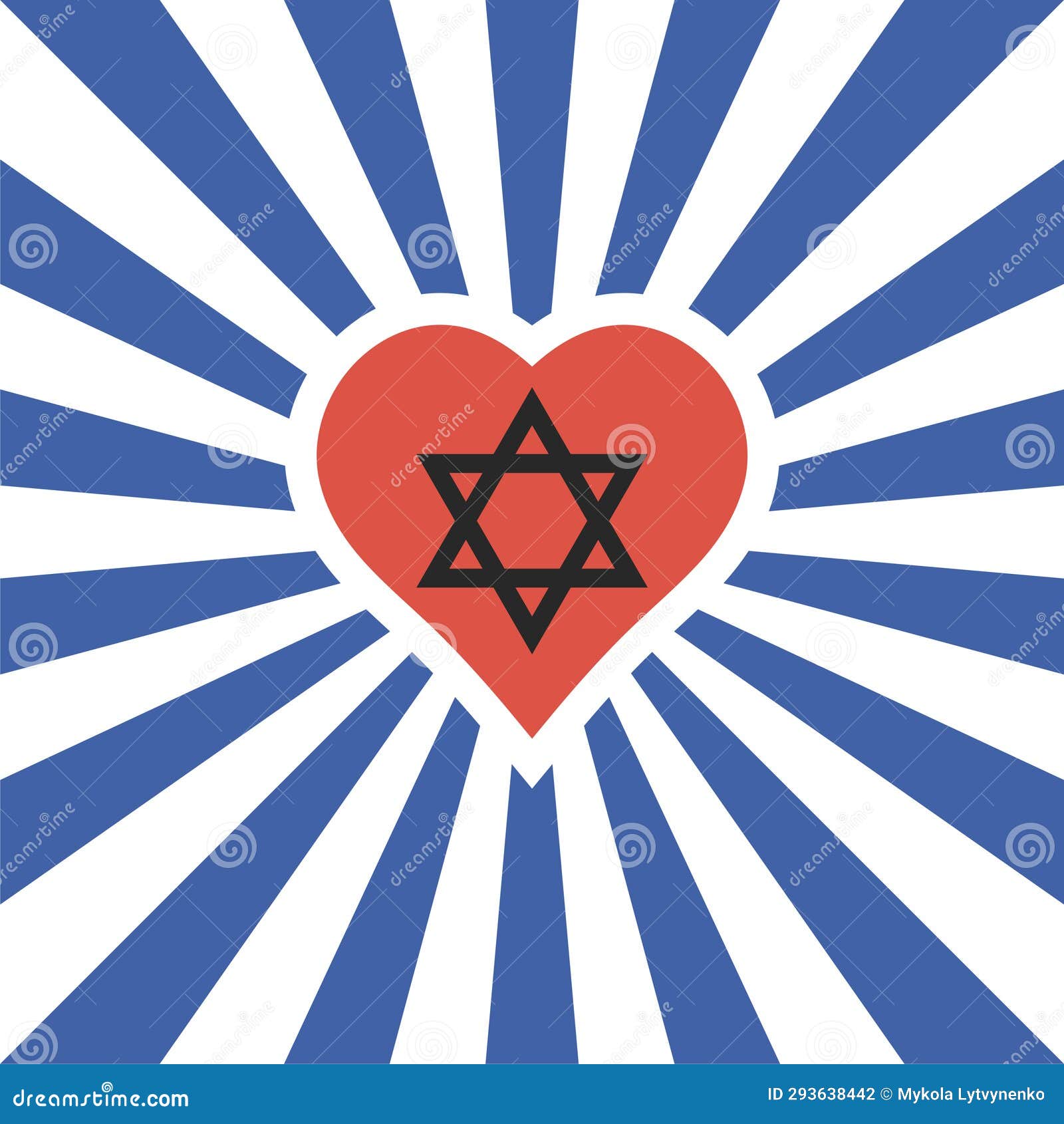 Background Icon Rays Love and Support Israel, Heart Star David Stock ...